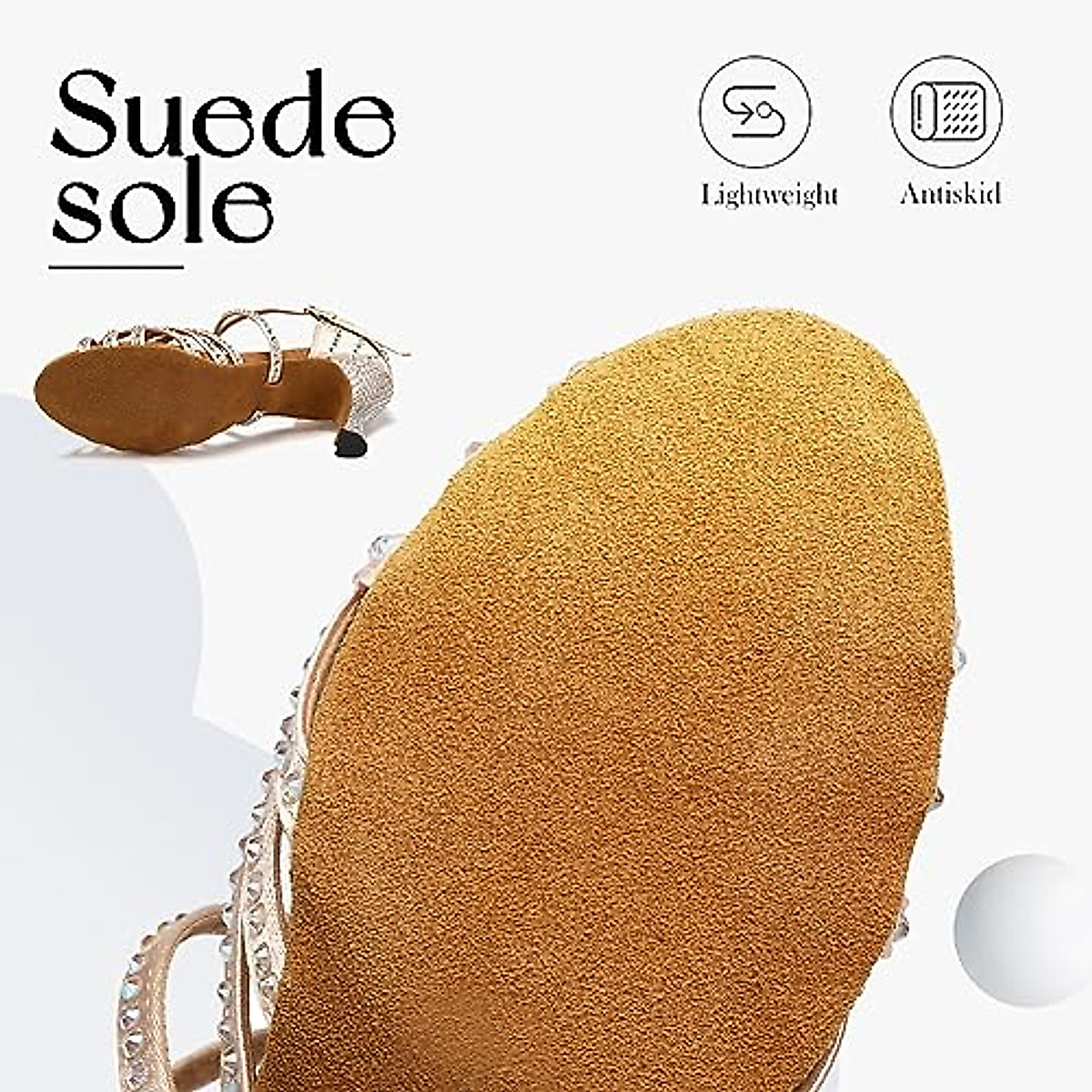 VCIXXVCE Women's Latin Dance Shoes Rhinestones Nude Professional Ballroom Salsa Dance Shoes Suede Sole with 3" Heel,6 B(M) US