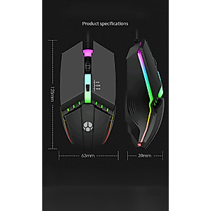 Guiheng Wired Gaming Mouse, Optical USB Mice for Laptop/Desktop, 800 to 1600 and RGB Light, Ergonomic with 4 Programmable Buttons for Computer Windows 7/8/10/XP Vista Linux Chromebook PC