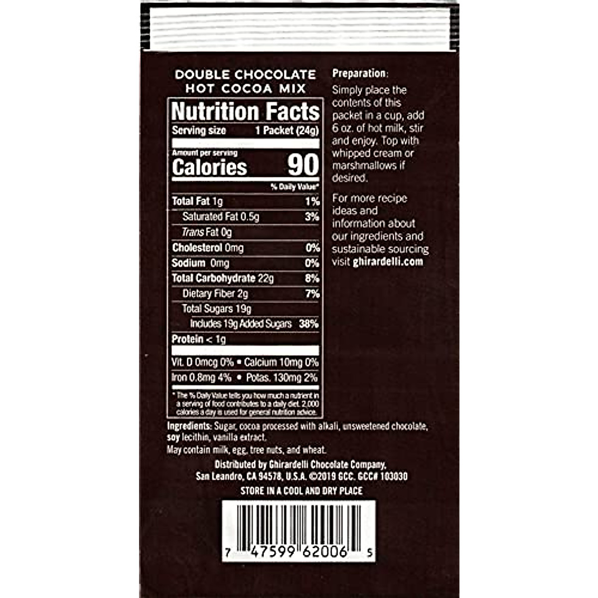 Ghirardelli Double Chocolate Hot Cocoa Mix, 0.85-Ounce Packets (Pack of 10)