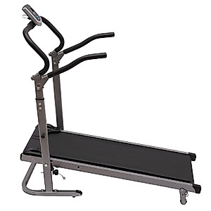 FoldingTreadmill Non-Electric, Ultra Slim Walking Pad Treadmill Under Desk Walking Jogging Running, Space Saving Small Treadmill with Large Running Area for Home Office Use, LED Display (Black)