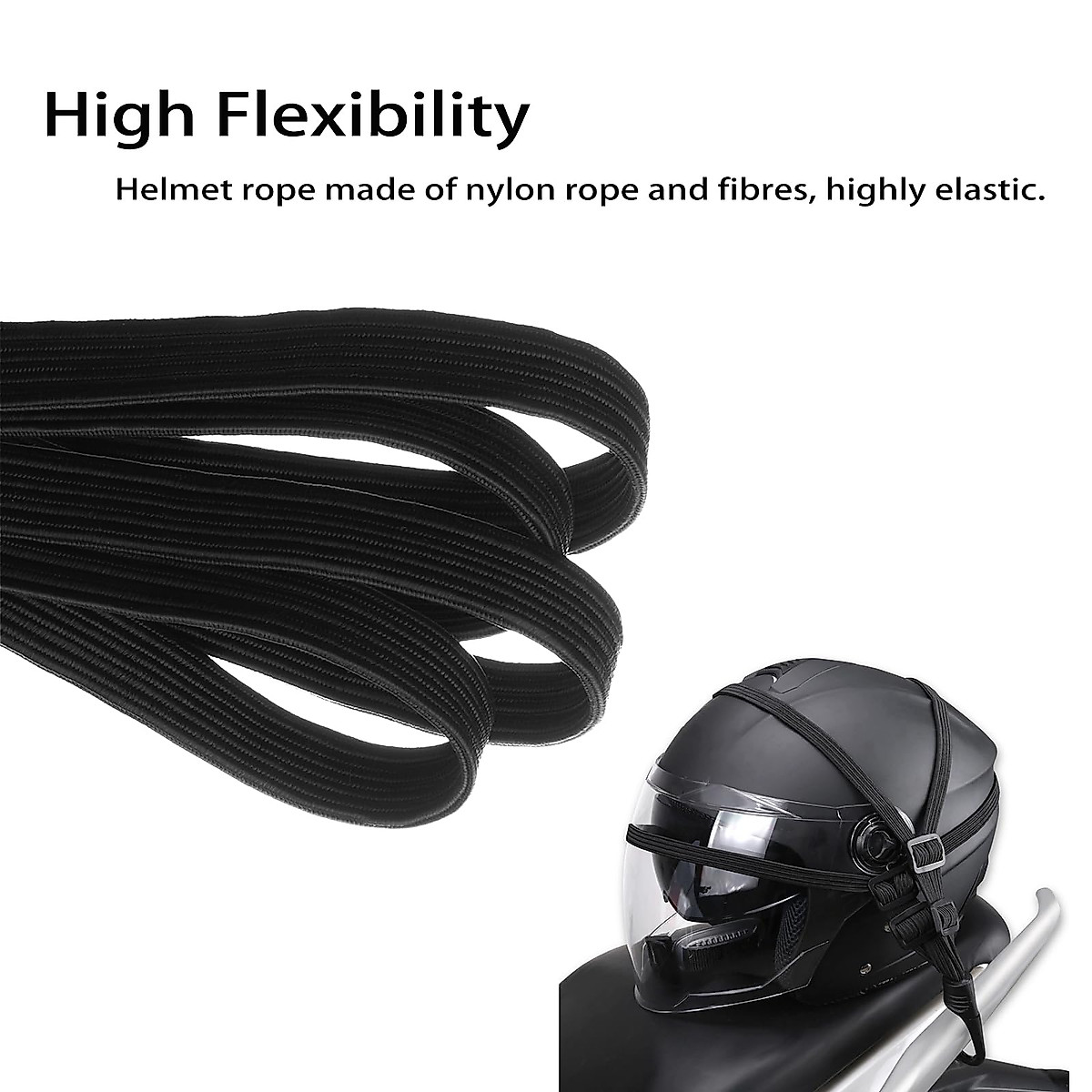 Dogxiong 23.6" Motorcycle Helmet Rope Luggage Elastic Rope, Luggage Helmet Retractable Mesh Elastic Rope Strap with 2 Hooks, Motorcycle Bungee Cord for Helmet Luggage