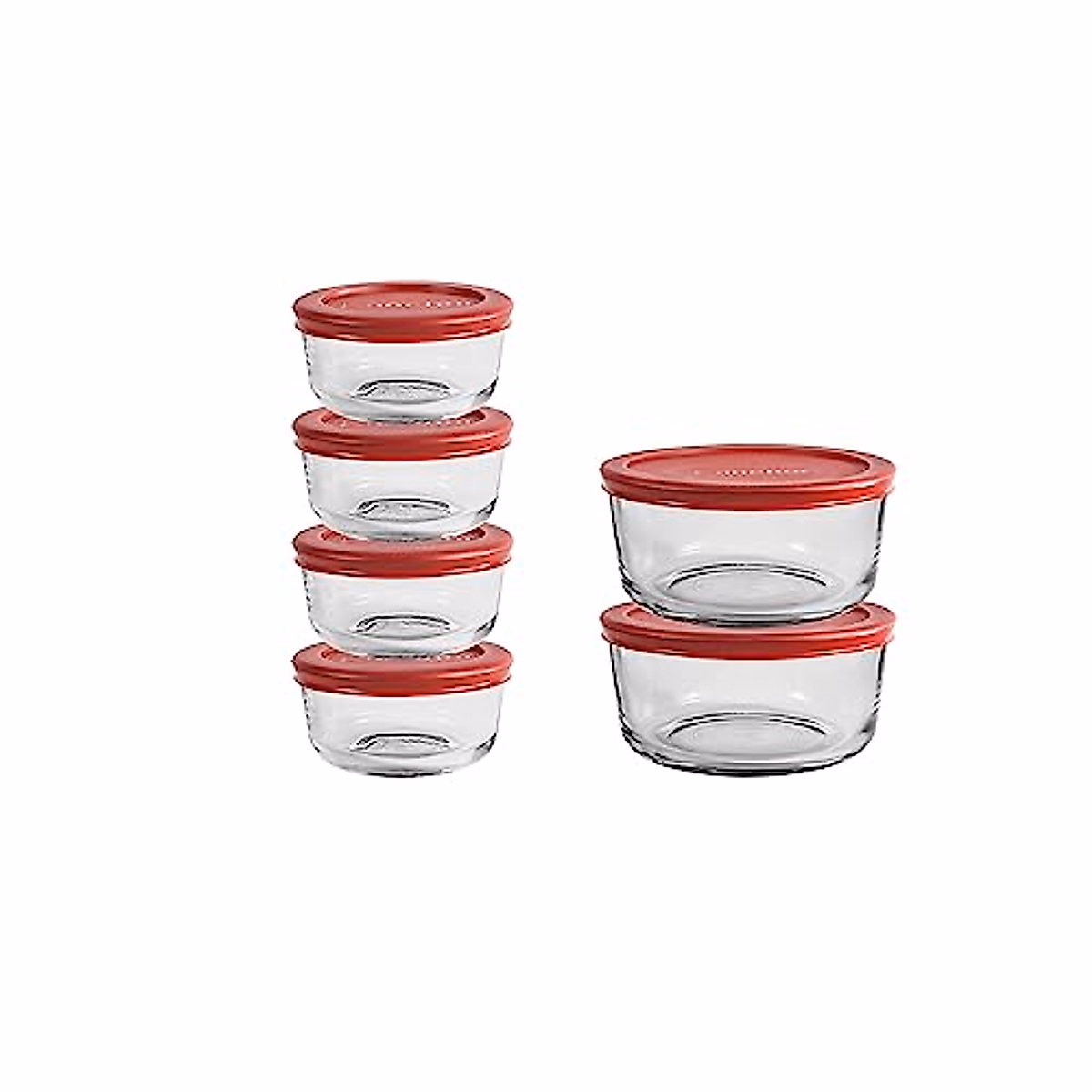 Anchor Hocking SnugFit 12 Piece Glass Food Storage Containers with Lids, Red