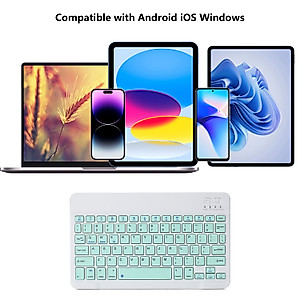 Ultra-Slim Rechargeable Bluetooth Keyboard Portable Compact Wireless Keyboard for Android Windows Samsung Galaxy Tab Tablet Smartphone Cell Phone iOS iPhone iPad, iPad Pro, iPad Air, iPad Mini (Green)