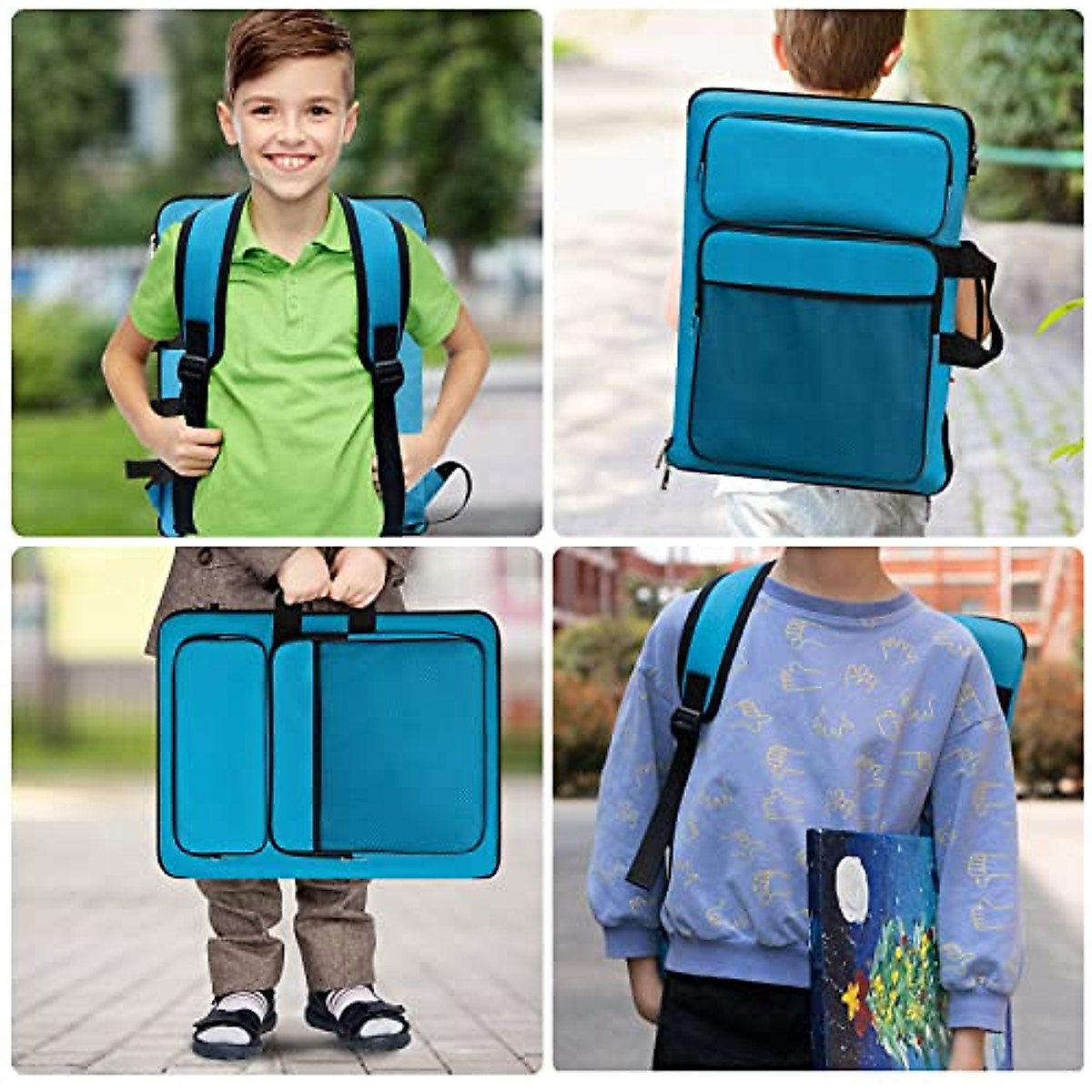 TreochtFUN Art Portfolio For Kids Artwork, Art Bag Organizer 15x18 In For Children Drawing Lesson,A3 artist Backpack Storage Sketchbook,Drawing Pencil,Art Set.Empty art case(Blue)