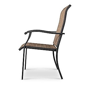 Nuu Garden Dining Chairs Set of 4, Indoor Outdoor Patio Chairs with Arms, Iron Frame and Textilene Sling Chairs for Lawn, Garden, Backyard, Porch, Brown