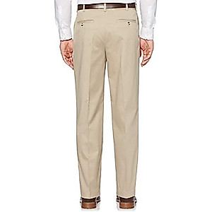 Savane Men's Stretch Ultimate Performance Pleated Chino Pants with Expandable Waistband (Waist Size 30 - 60 Big & Tall) , Ultimate Mid Khaki, 44W x 28L Big Tall