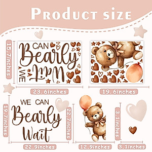 Baby Shower Sign Decorations Decal We Can Bearly Wait Sign for Backdrop Gender Reveal Party Decoration for Balloon Arch Boy or Girl Sticker Baby Bear Welcome Signs for Pregnancy Party Photo Background
