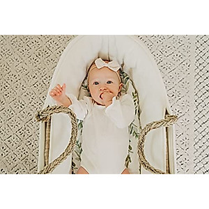 NODNAL CO. 3 Fitted Bassinet Sheets Leafy Set - 100% OEKO-TEX Cotton for Baby Girl/Boy - Gender Neutral Leaves, Floral Eucalyptus Greenery - Cradle/Moses Basket Hourglass Oval Rectangle Mattress Sheet