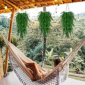 Faux hanging plant,Fake Plants Fake Fern Wall Artificial, Ivy Faux Greenery Plants for Patio Porch Indoor Outdoor UV Resistant Plastic Plants Decor (4 pcs Faux Ferns)