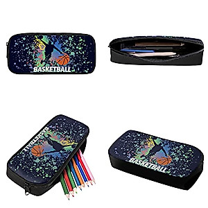 DMOYALA Basketball Bookbag for School Girls Boys Cool School Backbag with Lunch Cooler Box and Pencil Case 3pcs Set Durable Back Waterproof 17 Inch Laptop Backpack for Women Men