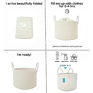 OTON HOME City Series White Rope Basket - Extra Large Storage Basket - Woven Basket for Storage - Basket for Towels - White Toy Storage - Nursery Basket - Blanket Basket Living Room