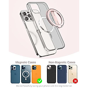 EWA Magnetic Phone Grip and Stand with Silicone Finger Strap for Magsafe, Ring Holder Adjustable Kickstand Loop, Only for iPhone 13, 12 Pro/Pro Max/Mini (MG201-RoseGold)