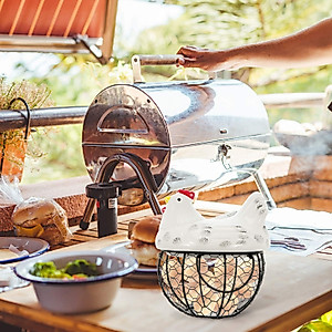 Kichvoe 1pc Egg Basket Chicken Egg Holder Basket Egg Holder Countertop Egg Storage Wire Food Snack Basket Round Chicken Egg Wicker Storage Basket Iron Basket Cover Ceramic Desk White Fruit