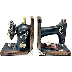 Bellaa 21383 Decorative Bookend Book Ends Sewing Machine Vintage Bookshelves Shelves Books Stopper Home Office Library Study Decor Heavy Duty Non Skid 6 Inch
