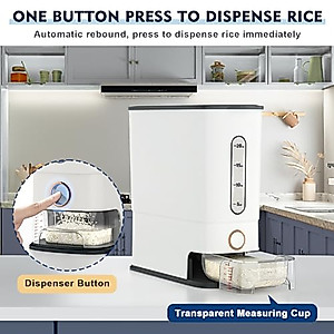 JOJOZOO 26.5 Lbs Rice Dispenser, Large Cereal Grain Storage Container with Measuring Cup & Time Scale, BPA-Free Household Rice Container, for Home Kitchen Pantry Organization