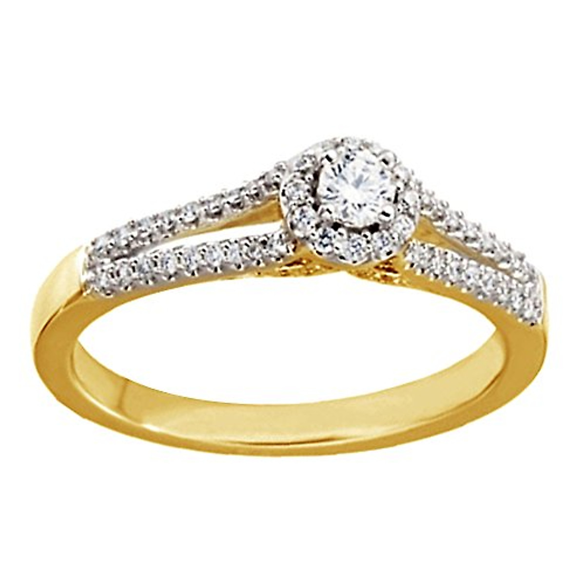 0.33 Ct Round Shape White Diamond Engagement Wedding Ring In 14K Solid Yellow Gold, Ring size-13.5