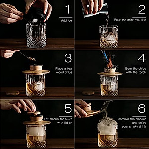 Ritual Life Cocktail Smoker Kit with Torch, 2 Bonus Glasses, 2 Ice Ball Molds, 4 Flavor Chips- Old Fashioned Smoker Kit for Whiskey, Bourbon Drinks & Food- Birthday