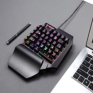 Archuu Wireless One-Handed Mechanical Keyboard,35 Keys RGB Gaming Keypad,Colorful Backlit USB Wired Gaming Keyboard,Single Hand RGB Mechanical Gaming Keyboard,Multicolor
