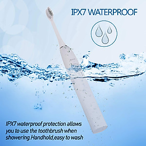 URYOUTH Ultra Whitening Toothbrush - 5 Brush Heads & Travel Case (White)