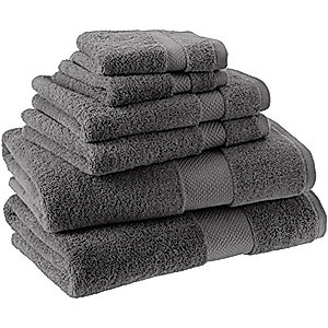 Amazon Aware 100% Organic Cotton Plush Bath Towels - 6-Piece Set, Dark Gray