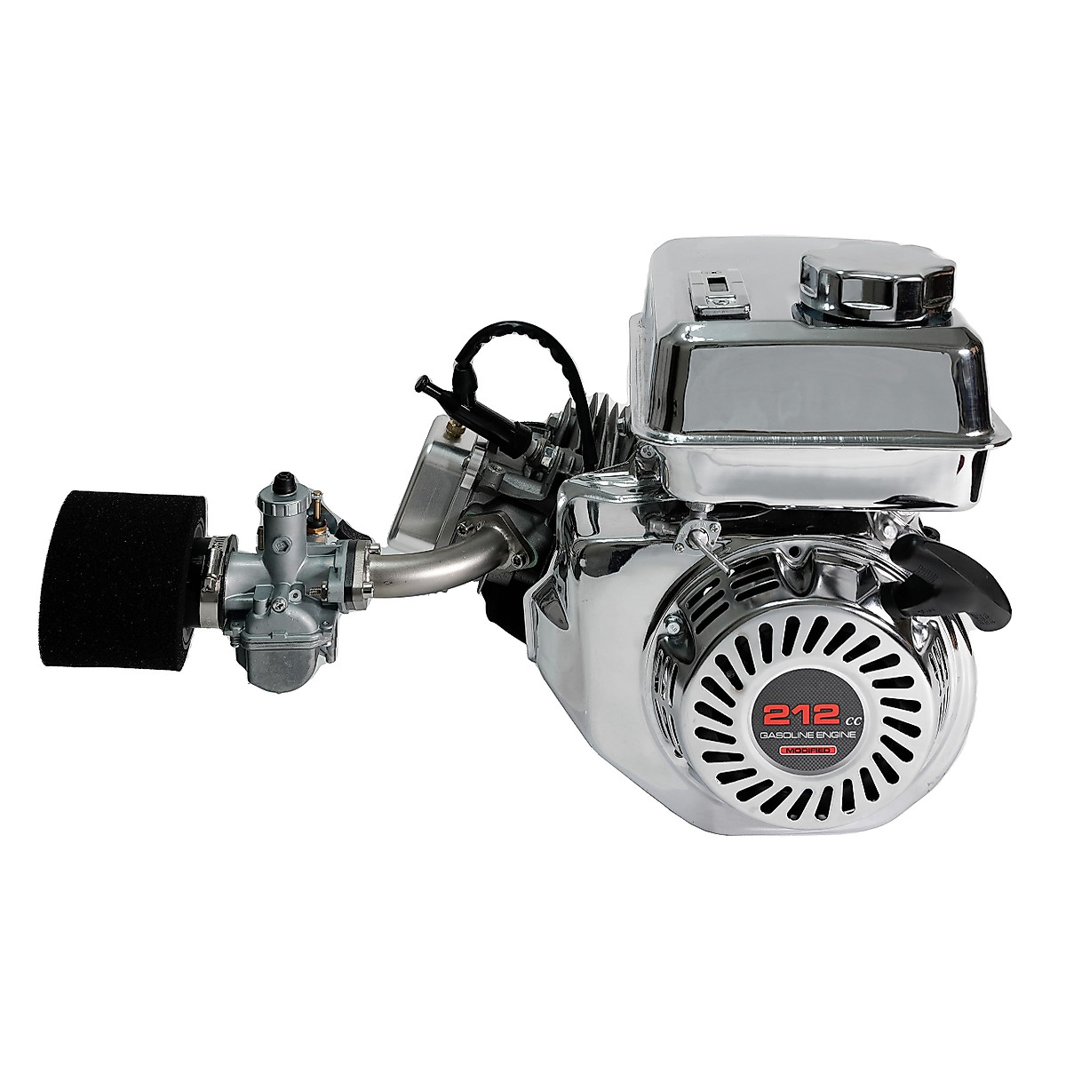 JMCHstore Brilliant Chrome Pull Start Recoil Starter Assembly for Predator 212 Coleman B200R CT200U EX 200cc Mini Bike, KT196 Go Kart Pull Cord Start Honda 6.5HP GX160 196 Hisun Engine Tao Motor