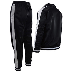 ChoiceApparel Mens Athletic 2 Piece Tracksuit Set (L, 877-Black)