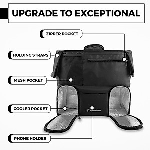 Bybee Baby Universal Stroller Organizer with Insulated Cup Holder, stroller phone holder. Parent Console AccessorieFits for Stroller like Uppababy, Baby Jogger, Britax, BOB, Umbrella and Pet Stroller.