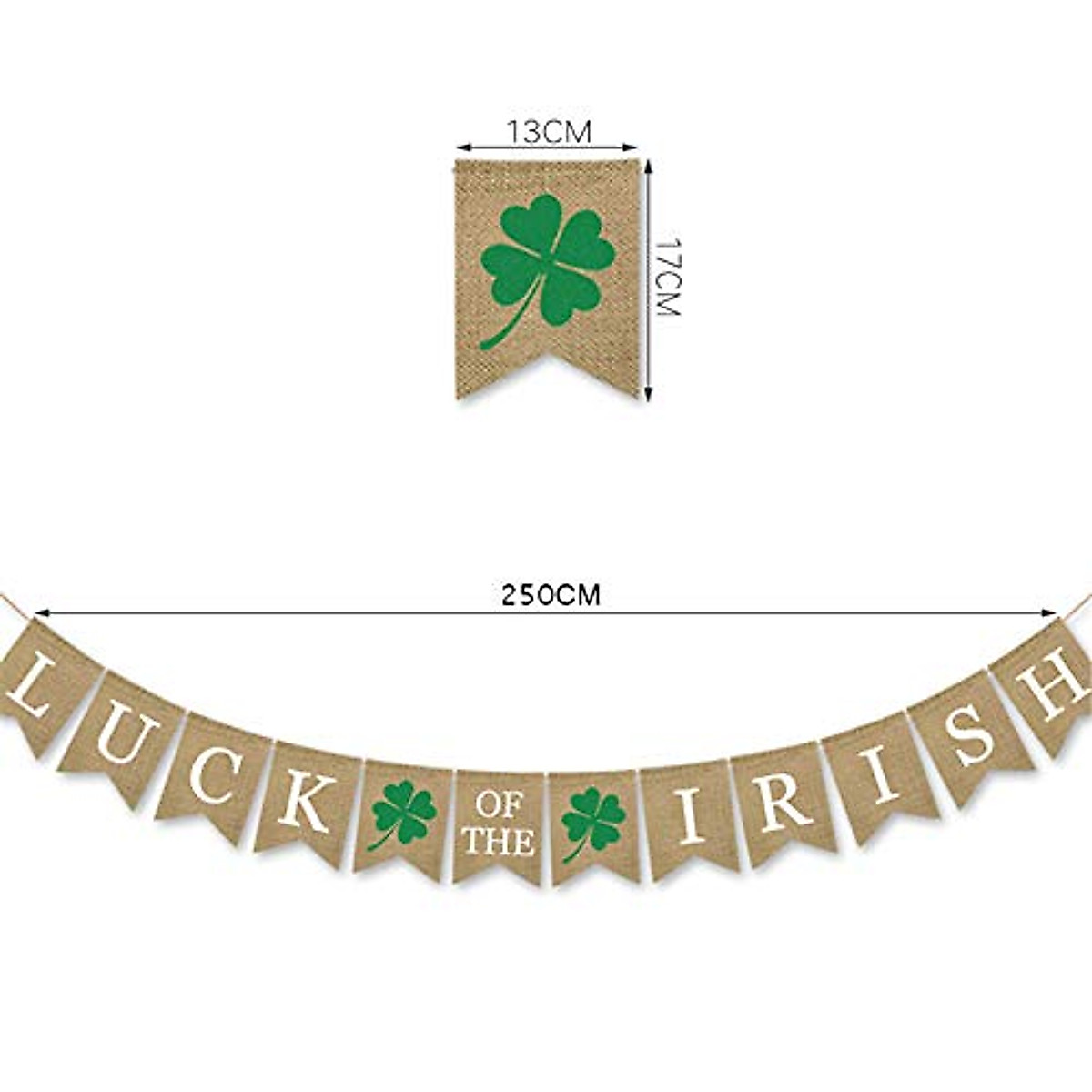 1/2Pcs St Patrick's Day Decorations Shamrock Burlap Banner,Burlap Banner for Mantel Fireplace Spring Holiday Accessory Wall Pennant Bunting Home Indoor Outdoor Scene Party Green Decor (C)