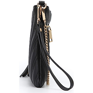lola mae Women's Wristlet Handbags Simple Quilted Small Clutch Crossbody Bag