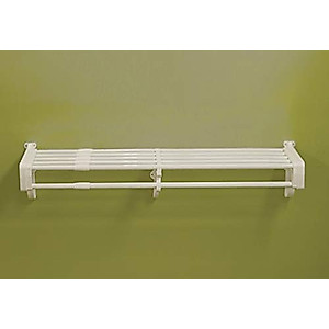 EZ Shelf DIY Expandable Closet Shelf & Rod - 65.3” - 120" White - Mounts to Back Wall (Floating)