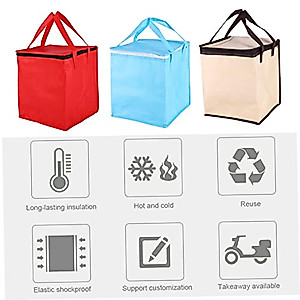 Reusable Shopping Insulated Bags Heavy Duty Thermal Totes with Zipper and Handle for Food Delivery Blue M