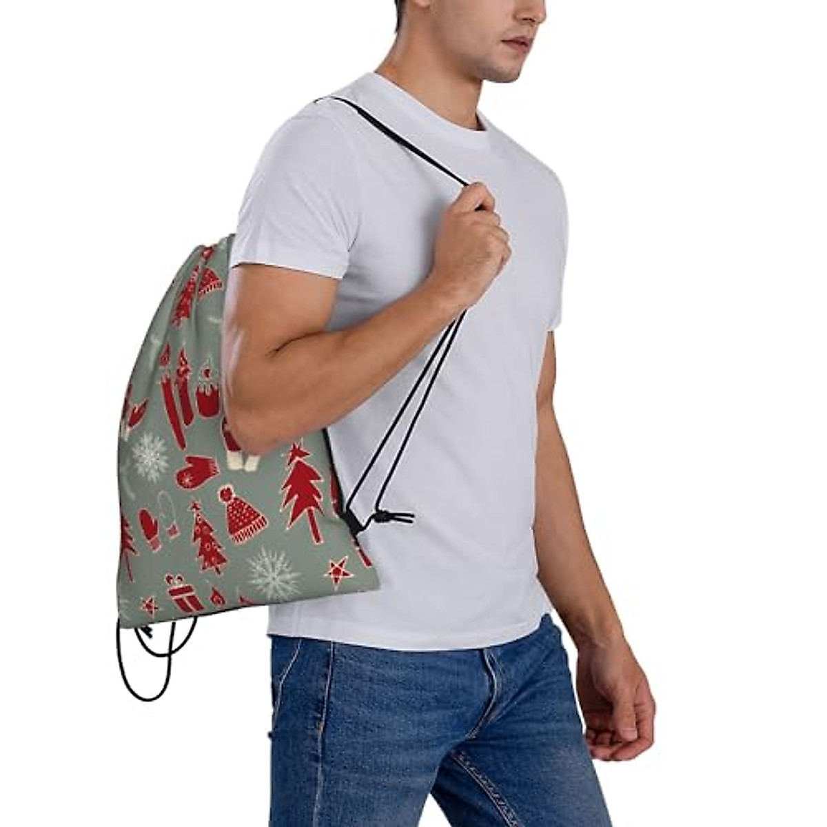 Delhiponics Red Decorative Elements Drawstring Backpack Waterproof Gym Sports Trave String Bag Adjustable Lightweight Drawstring Bag Sports Dance Sackpack
