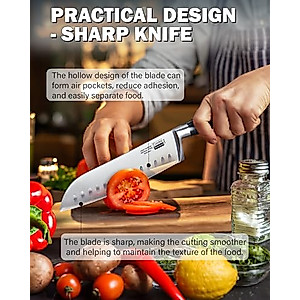 Cooks Standard High Carbon Stainless Steel Knife Set 2-Piece, 8" Chef’s Knife and 7" Santoku Knife Classic Sharp Kitchen Knives Set, Ergonomic Handle