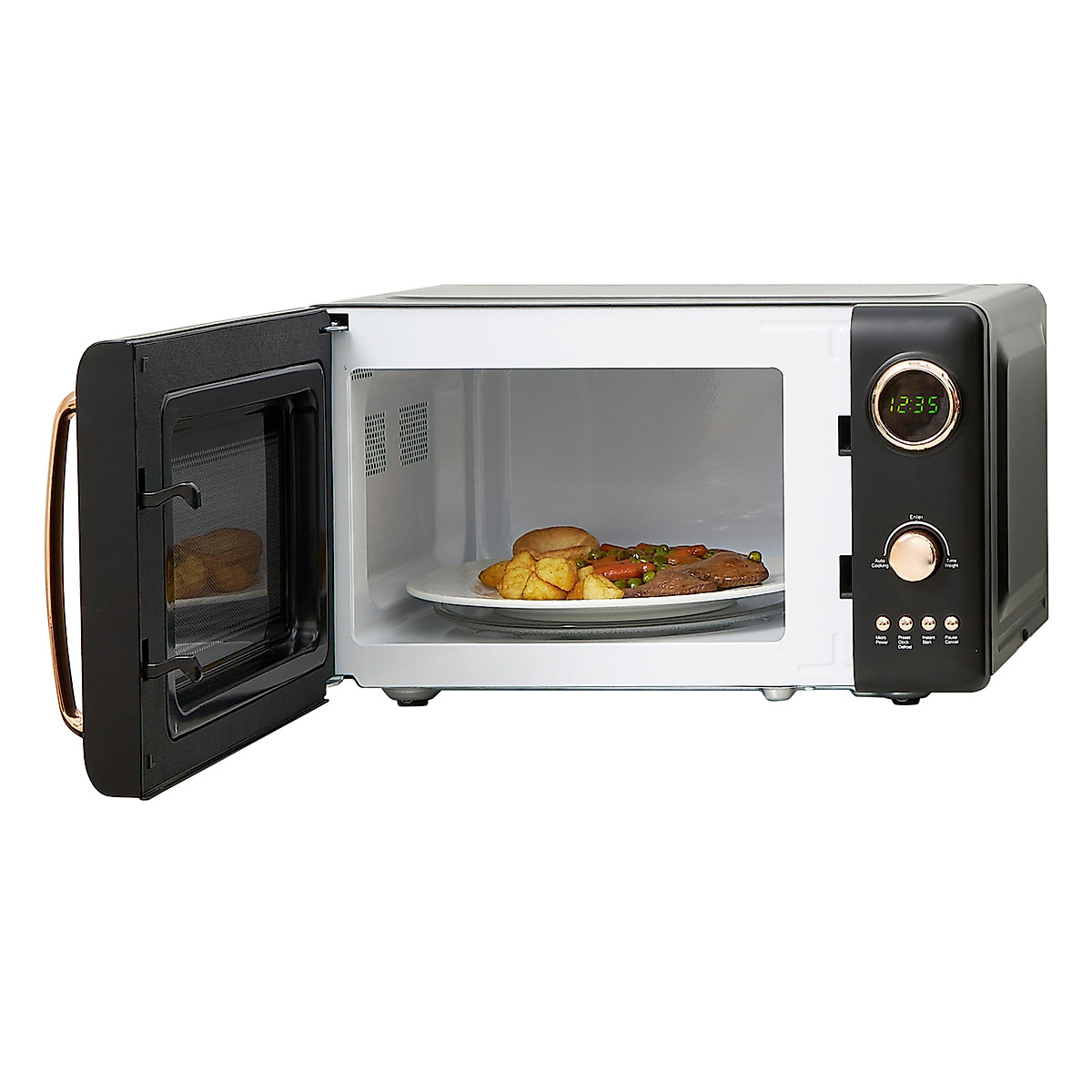 Haden Dorchester 0.7 Cubic Foot Compact Countertop Microwave Oven, 700 Watt Small Microwave with 5 Power Levels & Express Functions, Stone Blue