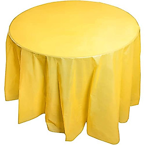 Juvale 12-Pack Yellow Tablecloth - 84-Inch Round Disposable Table Cover, Fits up to 72-Inch Round Tables, Yellow Themed Party Supplies