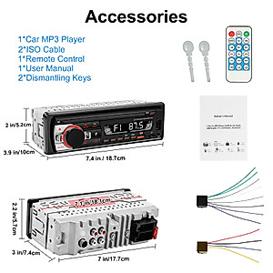 Single Din Car Stereo Bluetooth Car Radio, Car Audio with Handsfree and App Control,LSLYA 4X50W Car Radio supports FM,AUX,USB,TF,EQ,Fast Charging | No CD DVD Player