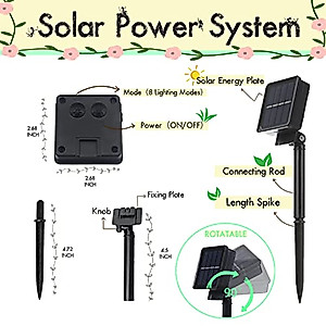 Robkea, 36 Inch Mini Fence Fairy Garden Fence & Waterproof LED 40FT 100 LED Solar String Lights with 8 Lighting Modes | Fairy Garden Accessories Outdoor(Brown)