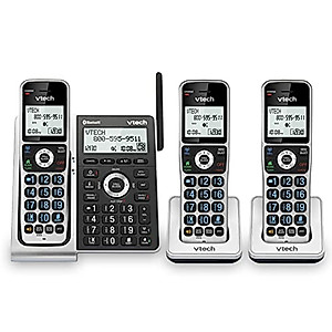 VTech VS306-3 DECT 6.0 3 Handsets Cordless Home Phone with Bluetooth, Answering System, Smart Call Blocker, Caller ID Announce, Backlit Display, Duplex Speakerphone (Silver & Black)