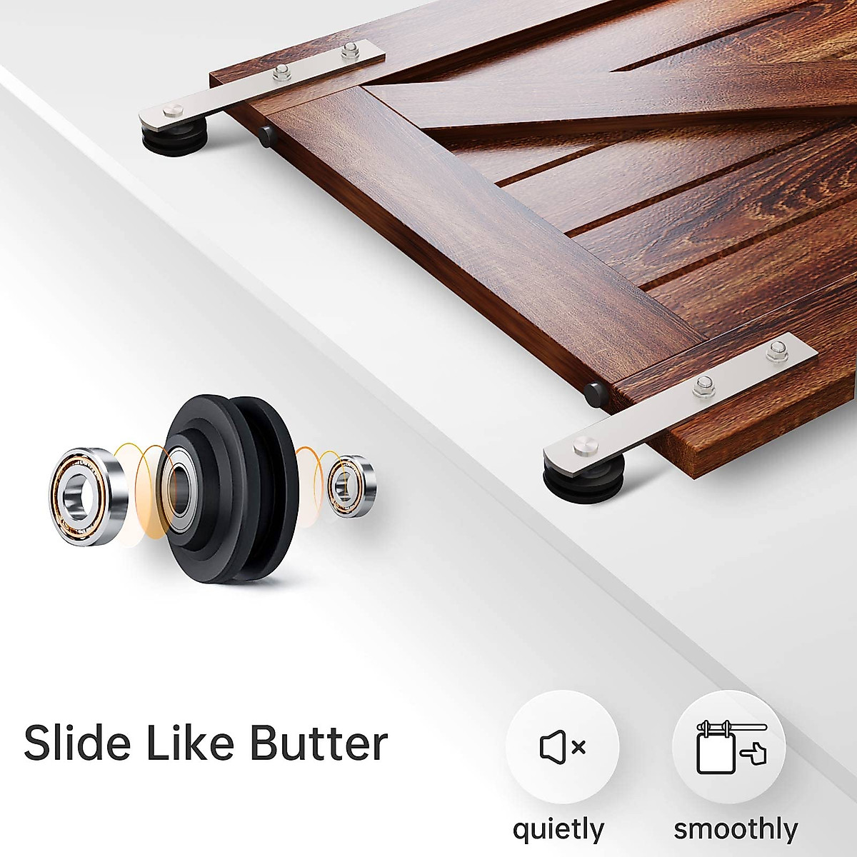 EaseLife 6 FT Brushed Nickel Sliding Barn Door Hardware Track Kit,Straight Pulley,Heavy Duty,Slide Smoothly Quietly,Easy Install (6FT Track Kit for 30"~36" Wide Single Door)