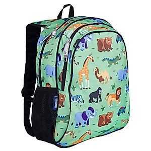 Wildkin Lunch Box Bag and 15 Inch Backpack Bundle with 16 Ounce Reusable Water Bottle (Wild Animals)