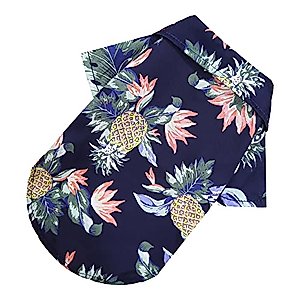 Cute Small Dog Outfits Pet Summer T Shirts Hawaii Style Floral Dog Shirt Hawaiian Printed Pet T Shirts Breathable Clothes Beach Puppy Shirt Sweatshirt for Small Puppy
