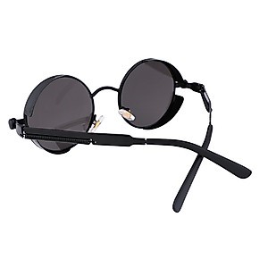 FEISEDY Retro Gothic Steampunk Sunglasses Round Metal Frame Punk Circle Inspired Shade Men B1857