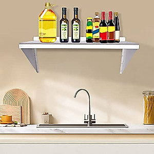 DNYSYSJ Metal Shelf Stainless Steel Wall Shelf,12 x 36” Commercial Wall Mounted Floating Shelving for Restaurant, Kitchen, Laundry Room, Food Truck