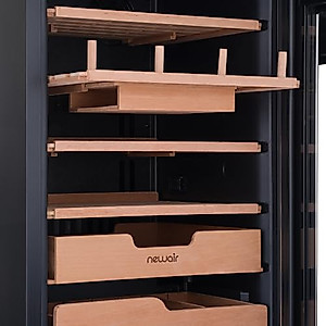 NewAir x Boveda 500 Count Electric Humidor, Spanish Cedar Shelves with Temperature Control, Cigar Humidor Box with Built-In Boveda Humidity Control in Stainless Steel