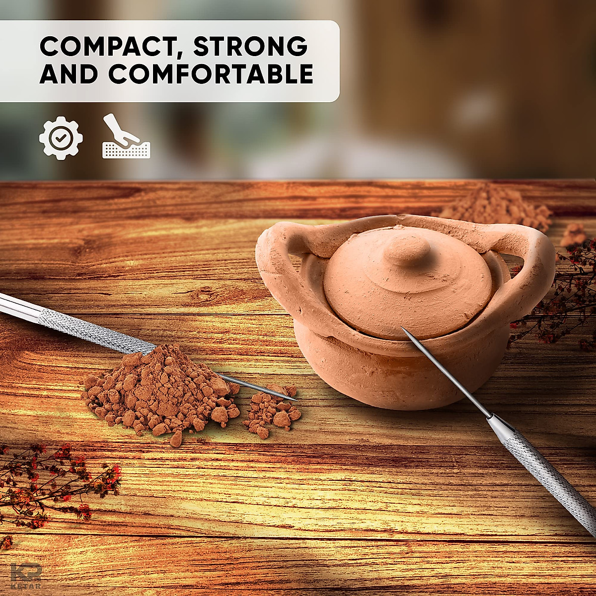 KETAR 4 Pcs Modeling Clay Carving Tools - Needle Tool Carving Kit Ceramic Pro Needles Detail Tools Sculpture Making Texture Tools