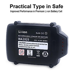 Biswaye 2-Pack 20V Lithium Battery WA3525 4.0Ah Compatible with Worx WA3575 20V PowerShare Battery WA3520 WA3578 WG163 WG170.9 WG545.6 WG261.9 WG184 WG154