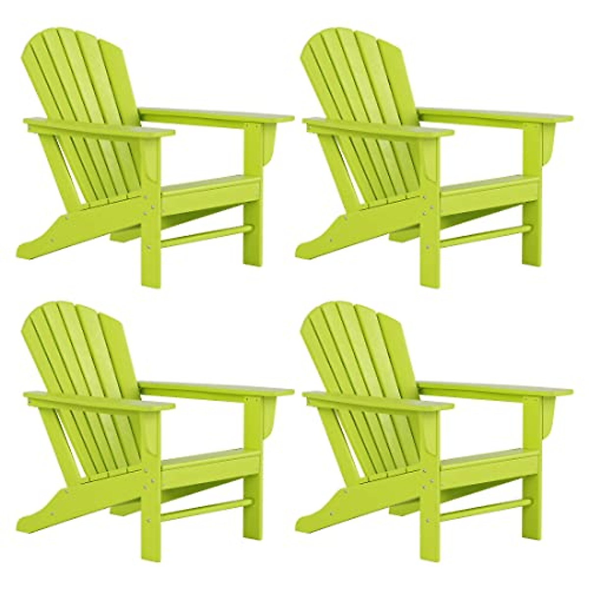 WO Outdoor Furniture Adirondack Chairs, Weather Resistant, Premium Quality HDPE Plastic for Patio, Garden, Backyard, etc, Lime Green