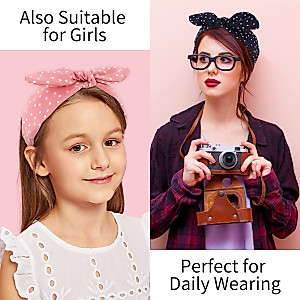 TOBATOBA 6Pack Polka Dot Bow Headbands - Cute Bunny Ears Top Knot, Vintage Hair Accessories for Women and Girls