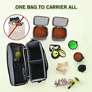 Petcute Dog Travel Bag for Large Dog, Airline Approved for Dog and Cat, Camping Essentials with 2 Food Containers, 2 Collapsible Bowls, Weekend Tote Organizer for Travel Camping