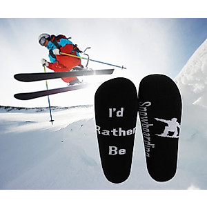 G2TUP Skiing Socks Skier Gift Snowboarder Casual Socks for Snowboarding Lovers I’d Rather Be Snowboarding (Skiing Socks)
